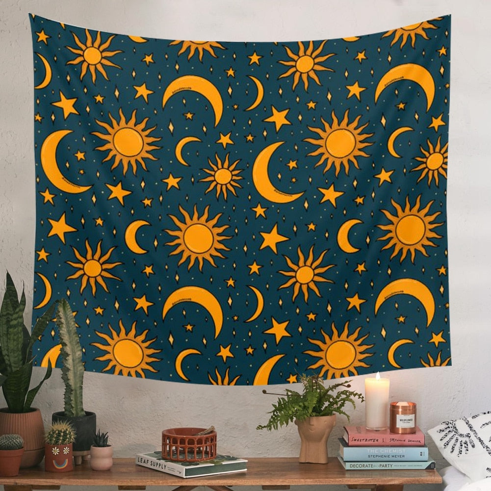 Celestial Sun And Moon Tapestry